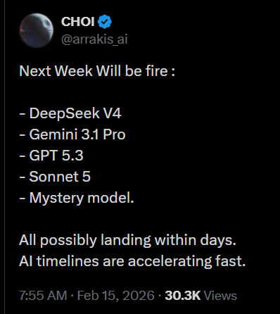 Major AI Models Set for Release: DeepSeek, GPT-5.3, and More Updates Coming